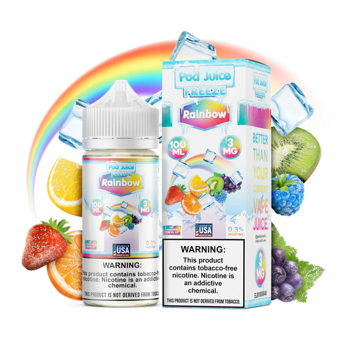 POD Juice E-Liquid nicotine - Rainbow Freeze - 6mg or 12mg - 100ml